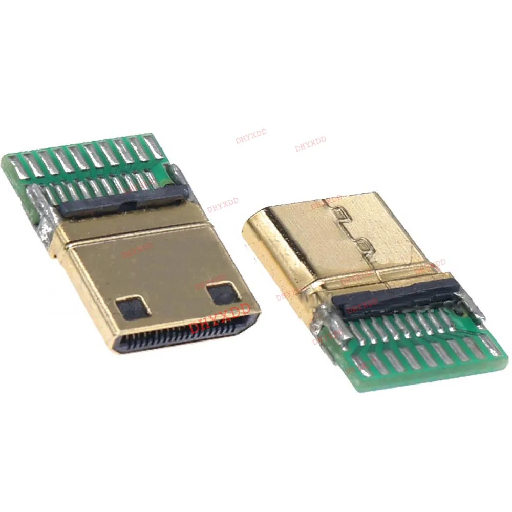 5pcs Mini Hdmi 19pin 19p Male Plug Connector With Pcb Board Solder Type ...