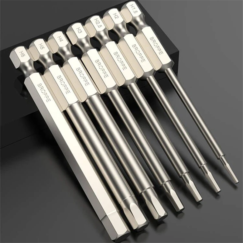 8Pcs H1.5-H8 S2 Alloy Steel Magnetic Hex Head Screwdriver Bits 50/75 ...