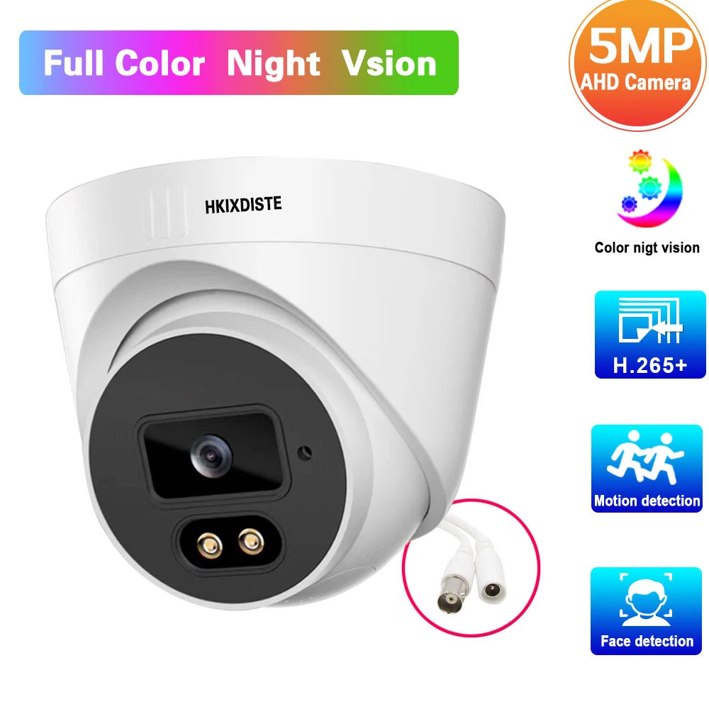 Wire Cctv Analog Dome Camera 5mp Indoor Home Full Color Night Vision ...