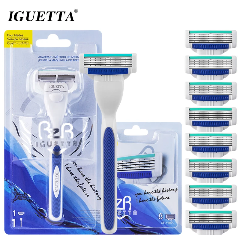 IGUETTA 1Handle&9Blades Razor Men Sharp Stainless Steel Blade Shaving ...