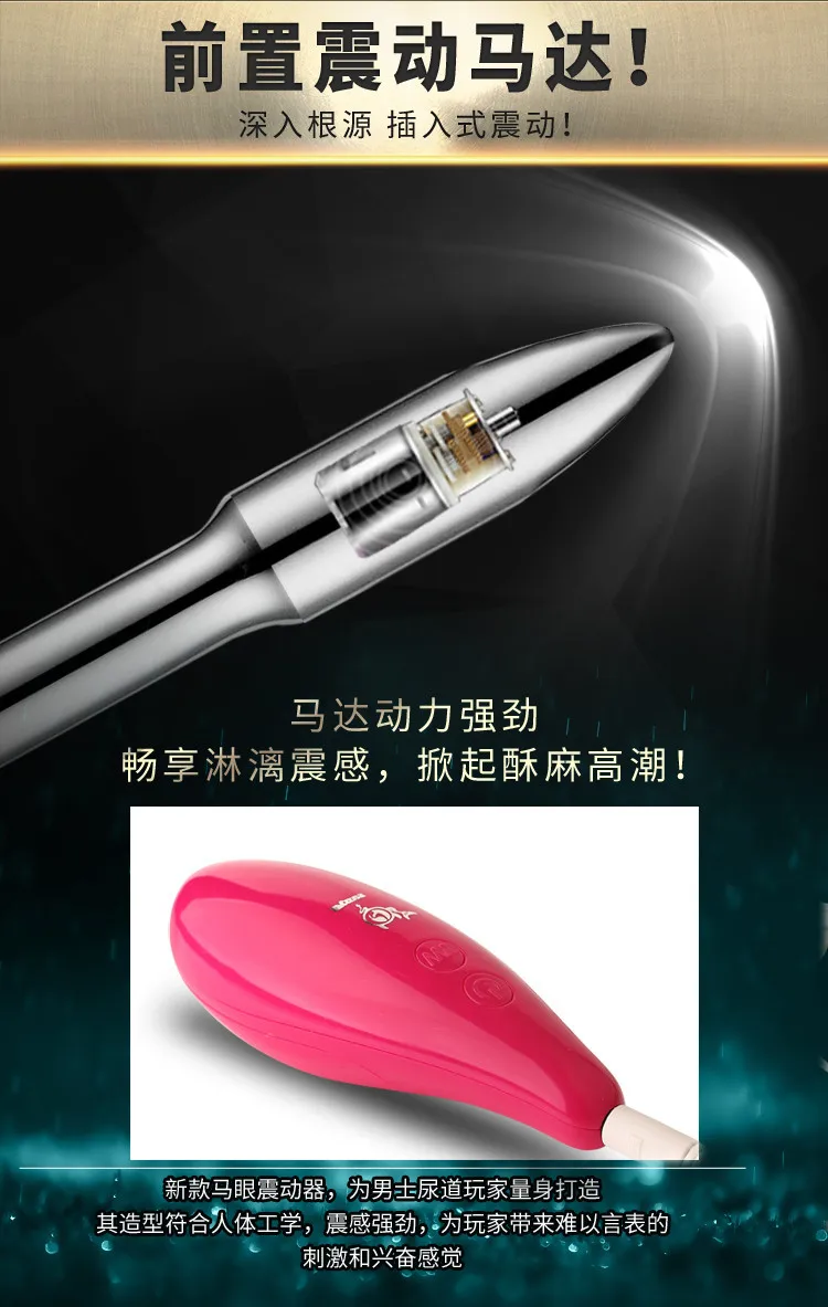 Run yu/runyu Metal Stainless Steel Ten Frequency Vibration Horse Eye Masturbation Rods Stimulate ...