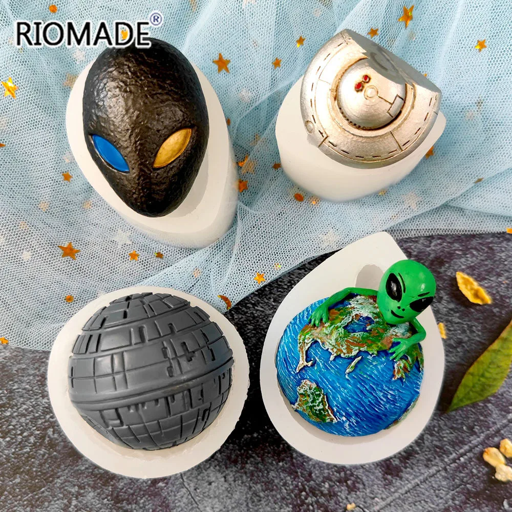 Extraterrestrial Silicone Mold Alien Planet UFO Model Fondant Cake ...