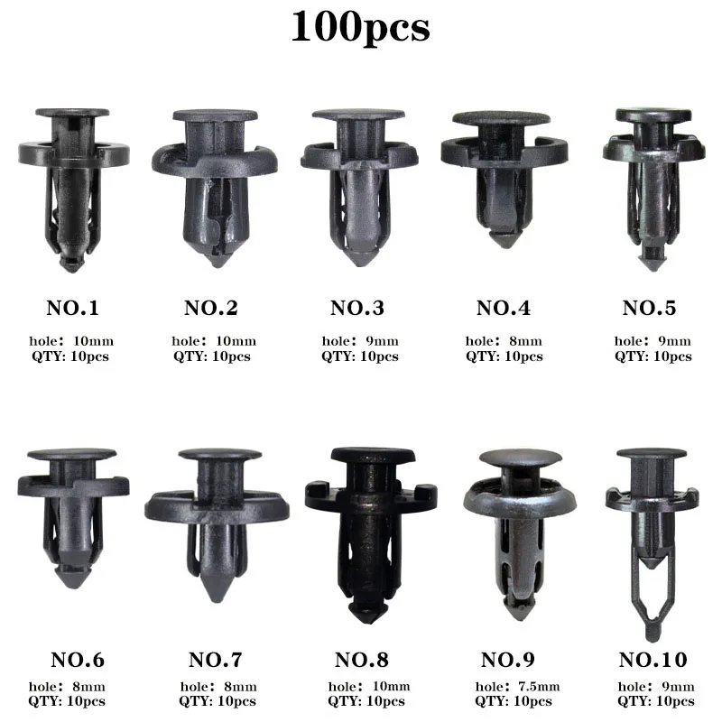 100pcs Plastic Rivets Clips For Honda Toyota Nissan Subaru Car Fender ...