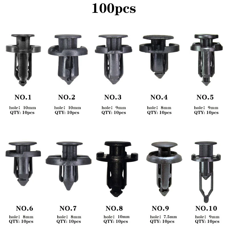 100pcs Plastic Rivets Clips For Honda Toyota Nissan Subaru Car Fender ...