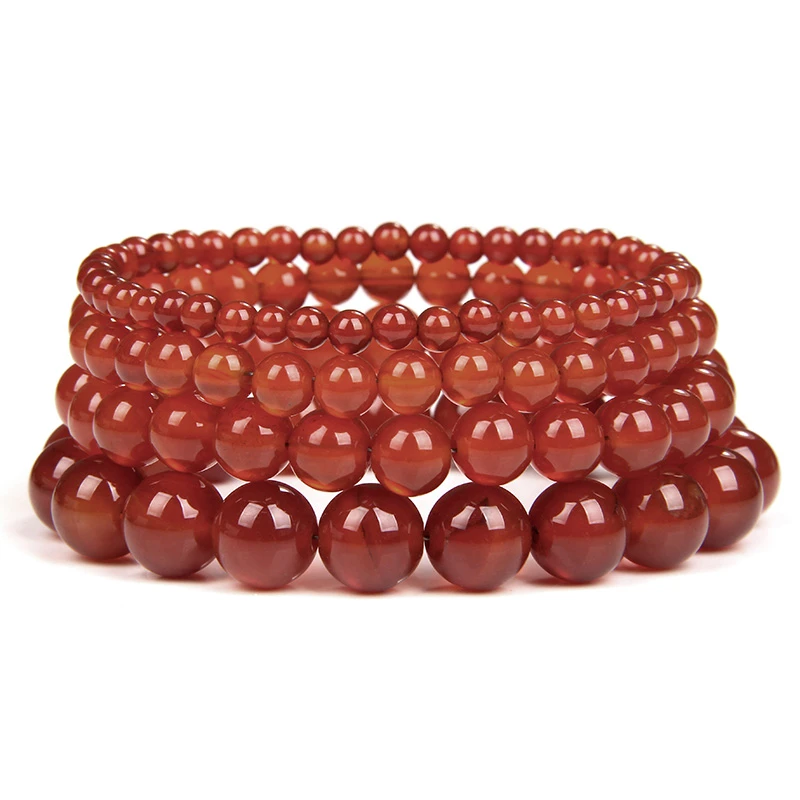 Natural Red Agates Bracelet 4/6/8/10mm Stone Bracelets For Women Men ...