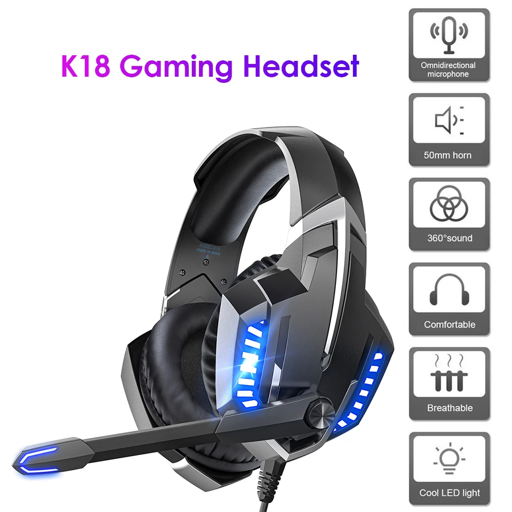 ONIKUMA K18 Wired Gaming Headphone Backlight Over Ear Headset with ...
