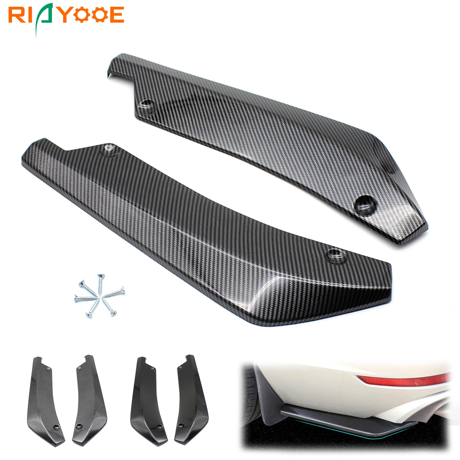 Universal-Car-Rear-Bumper-Lip-Diffuser-Splitter-Spoiler-Scratch ...