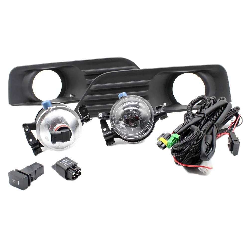 2pcs Fog Light Grille + 2 Lamp + Wire Switch Kit Fog Lights Assembly ...
