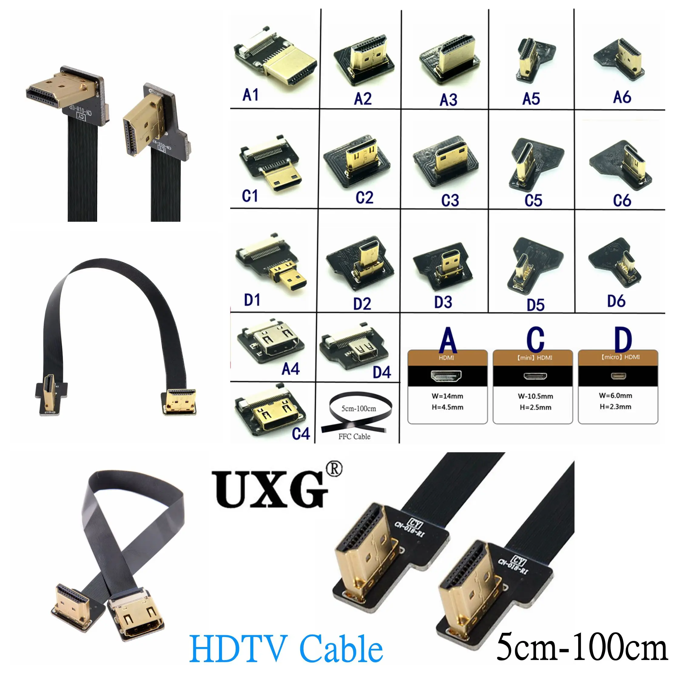 Fpv Hd Lint Kabel 90 Graden Mini/Micro Hd Standaard Hdtv Compatibel Pcb ...