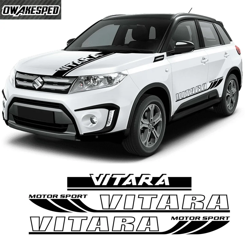 스즈키 Vitara용 자동차 바디 후드 장식 데칼 레이싱 스포츠 스티커 도어 사이드 스커트 비닐 필름 데칼 액세서리차량용