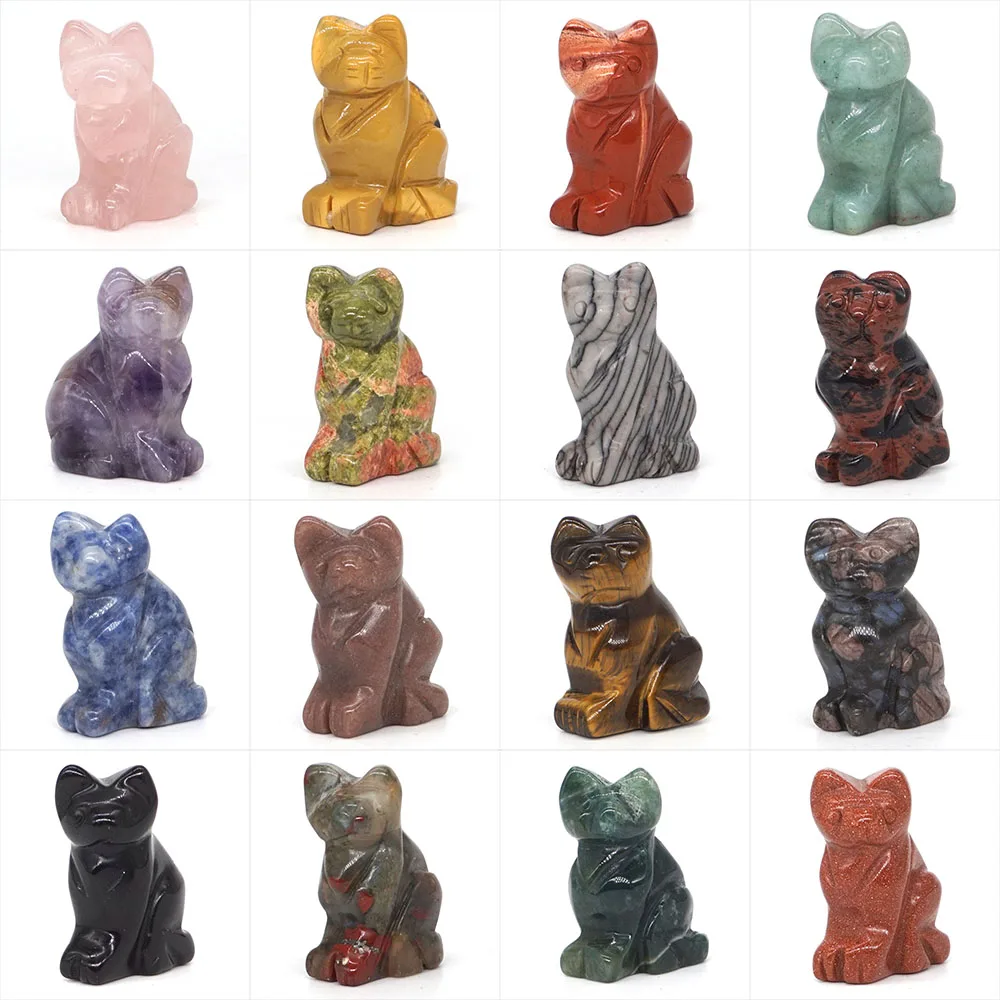 Home Décor 2 Inches,Natural Gemstone Carved Dog Figurine Decor,Crystal ...