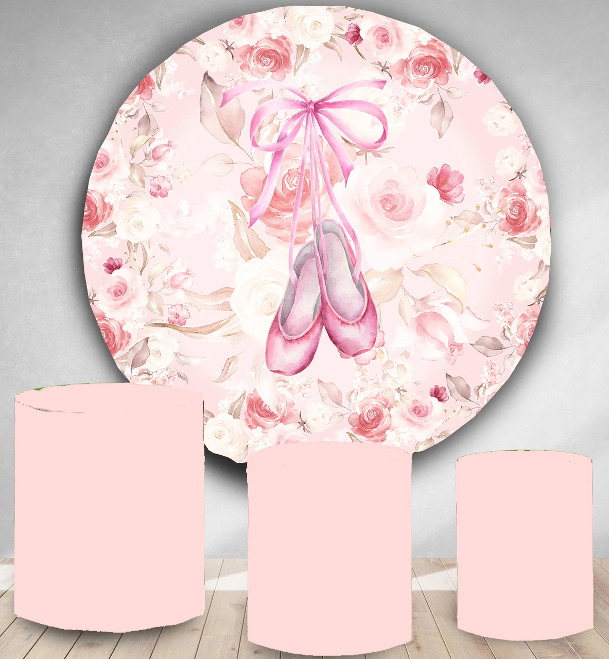Circle Panel Photography Backdrop Ballet Shoes Flower Birthday Party ...