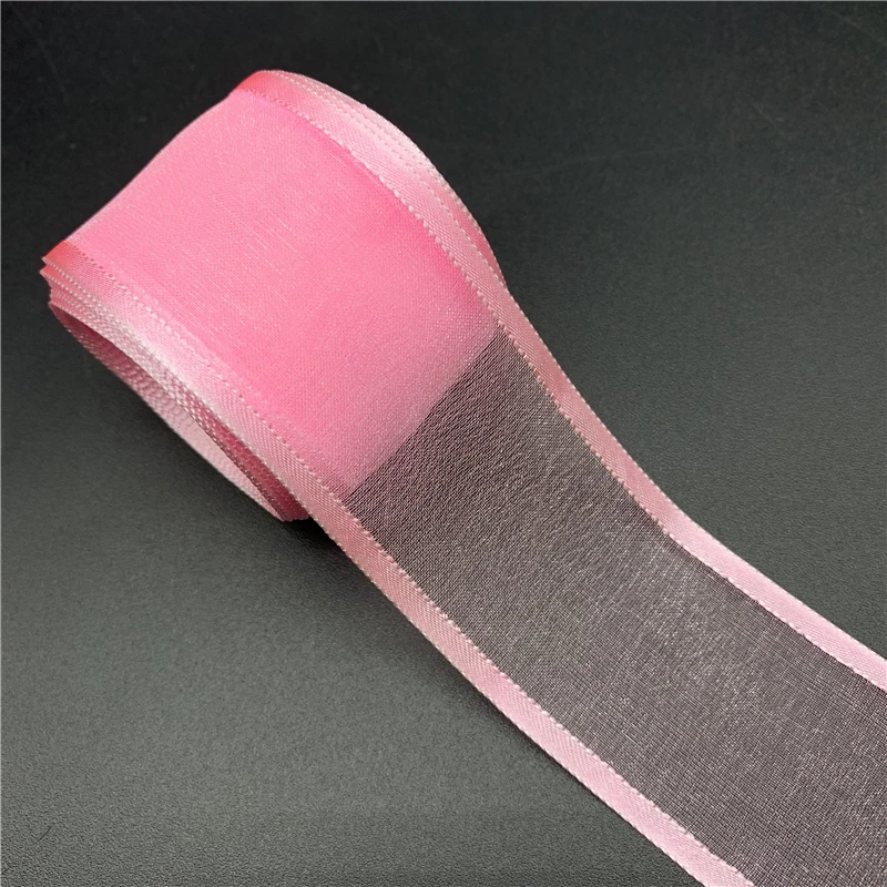5yards/lot 20mm 25mm 38mm Pink Satin Edge Organza Ribbon Bow Hair ...