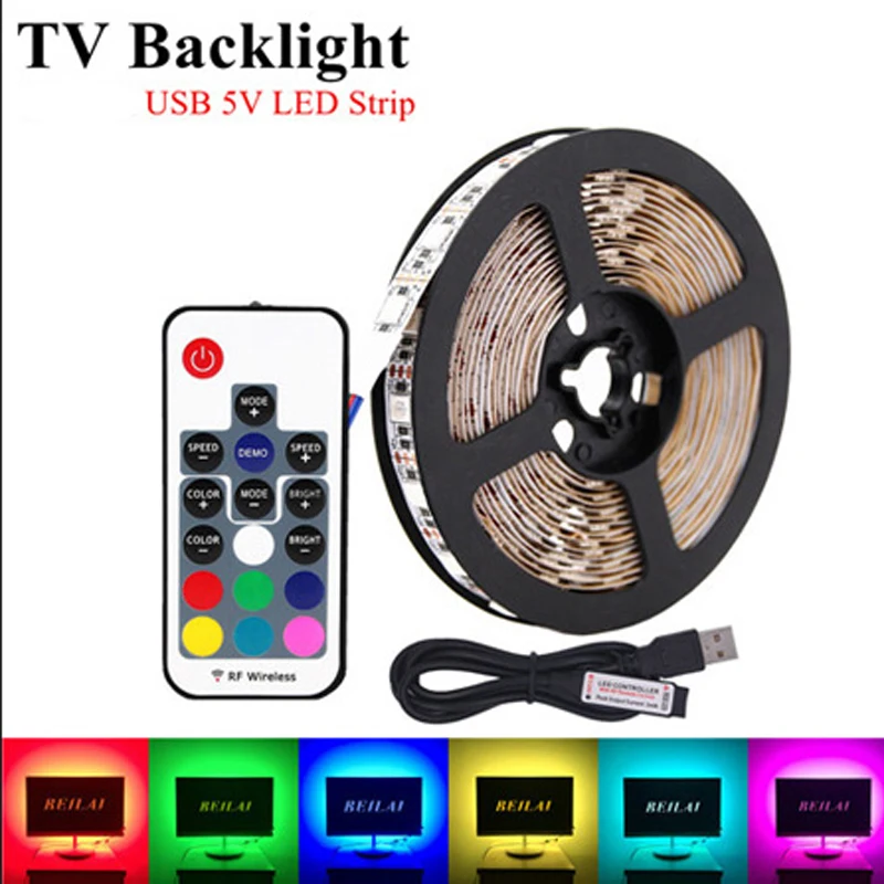 LED TV RGB USB NON Waterproof DC5V 5050 SMD LED Strip Light Dimmable ...