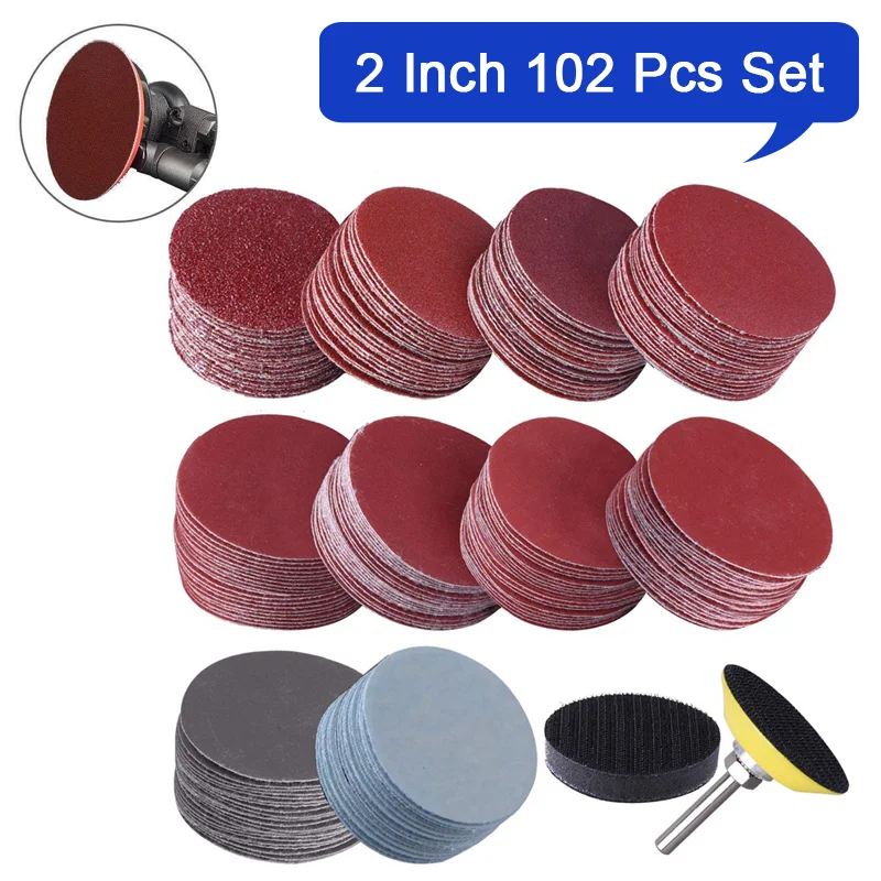 100pcs 2 Inch 50mm Sandpaper Sanding Discs Hook & Loop 80 To 3000grit ...