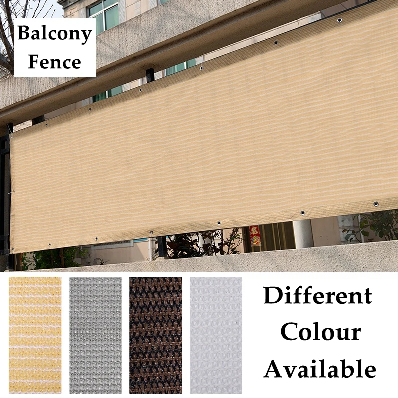 Beige HDPE Balcony Privacy Net Fence Shielding Anti-UV Wind Protection ...