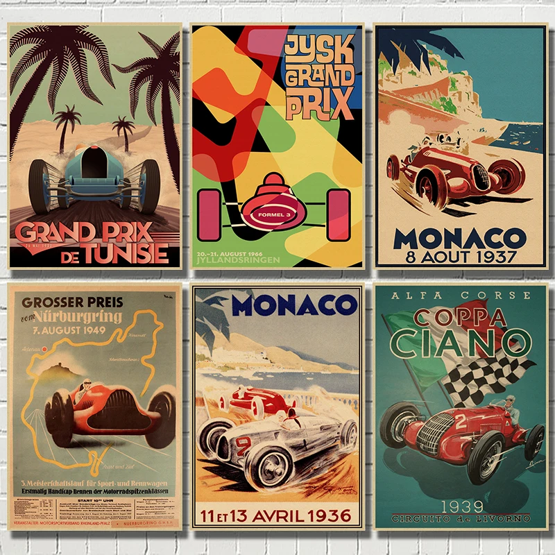 Grand-Prix-Super-Rennwagen-Retro-Monaco-Rennen-64-Motor-Poster-Wand ...