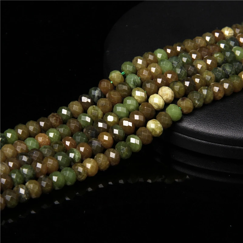 4x6mm Natural Faceted Green Stone Beads Rondelle Flat Loose - AliExpress