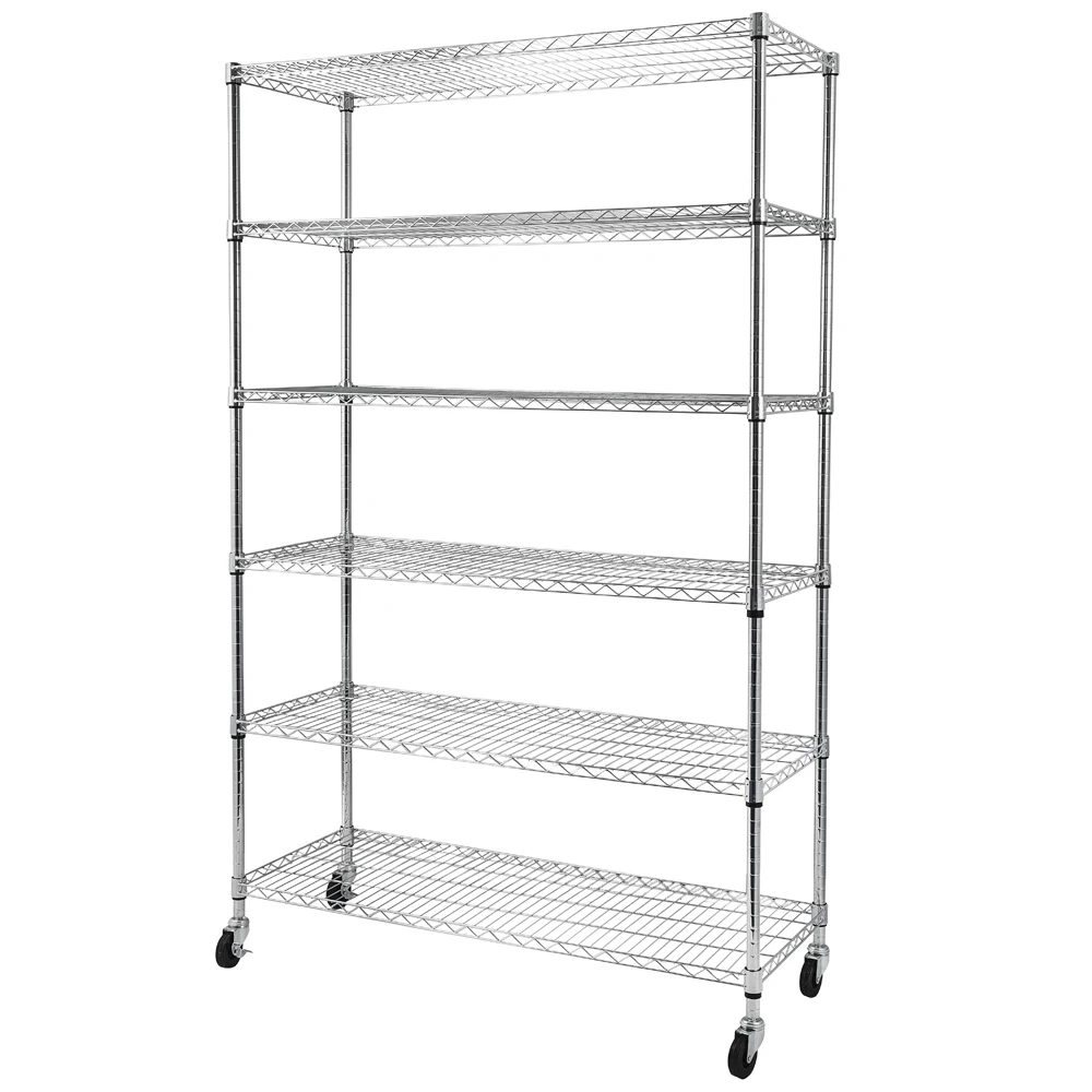 6-Tier-Wire-Shelving-Multipurpose-Heavy-Duty-Storage-Stand-Rack-Unit ...