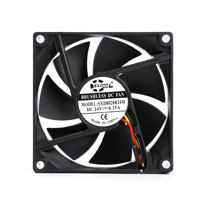 2pcs-8cm-24V-3-Pin-Tach-cooling-fan-Dual-Ball-8020-DC-Cooler-80X80X20mm ...