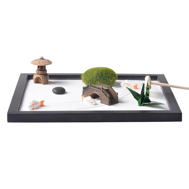 Zen Garden - Tabletop Rock Garden Sandbox Tools Kits For Home Feng Shui ...