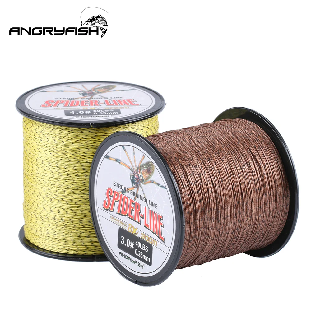 Angryfish 8 Strands 300m PE Braided Fishing Line Camouflag Yellow and ...