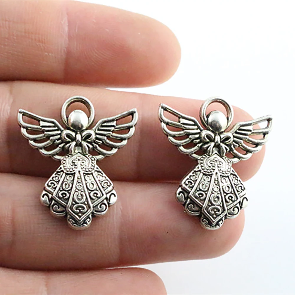 26x23mm-10pcs-Antique-Silver-Plated-Angel-Handmade-Charms-Pendant-DIY ...