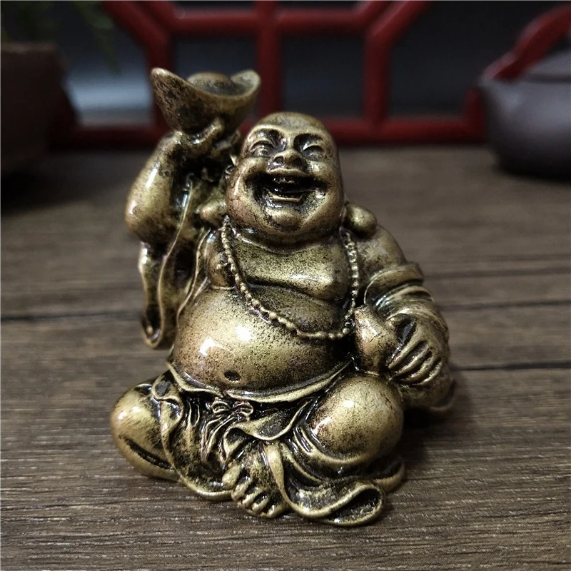 Bronze-Color-Money-Laughing-Buddha-Statue-Ornaments-Resin-Chinese-Feng ...