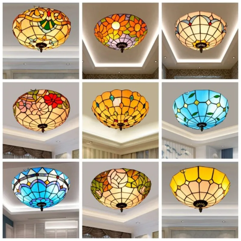European-Ceiling-Lights-stained-glass-Round-Ceiling-Lamp-Asile-Bedroom ...