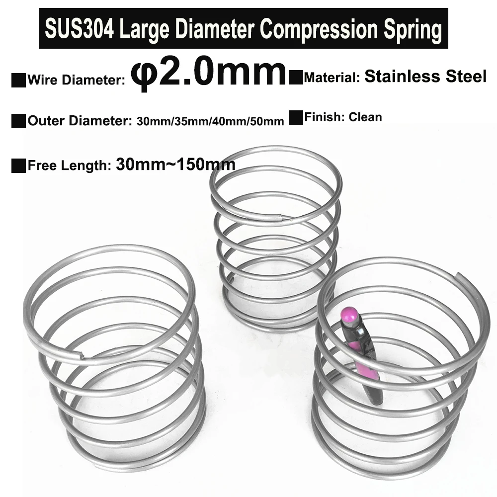 2Pcs Wire Diameter 2.0mm SUS304 Stainless Steel Large Diameter ...