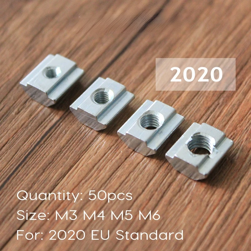 T Sliding Nut Block Square Nuts M3 M4 M5 M6 For 2020 Aluminum Profile Slot Zinc Coated Plate ...