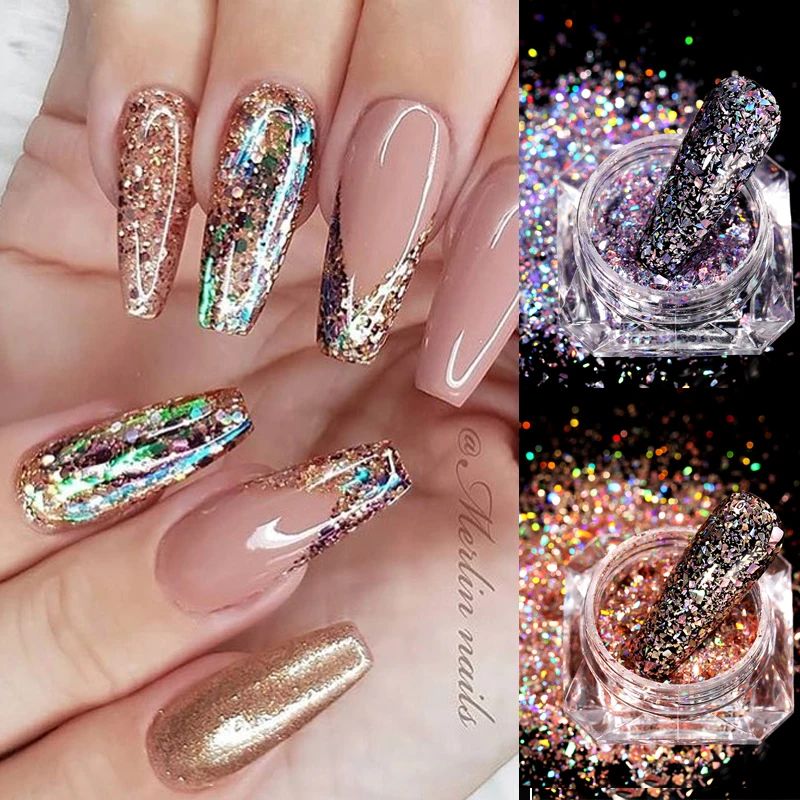 Glitter Nail Sequins Iridescent Powder Shining Irregular 3d Hexagon ...