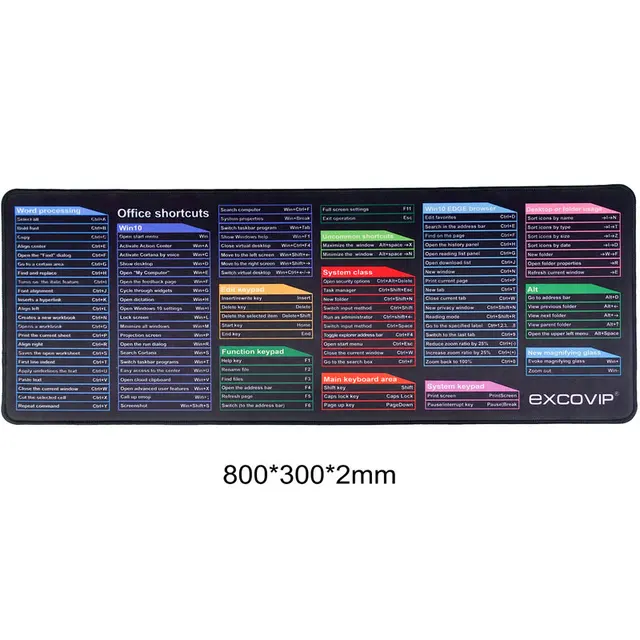 EXCO Gaming Mouse Pad Gamer Keyboard Shortcuts Mousepad Large Mouse Mat ...