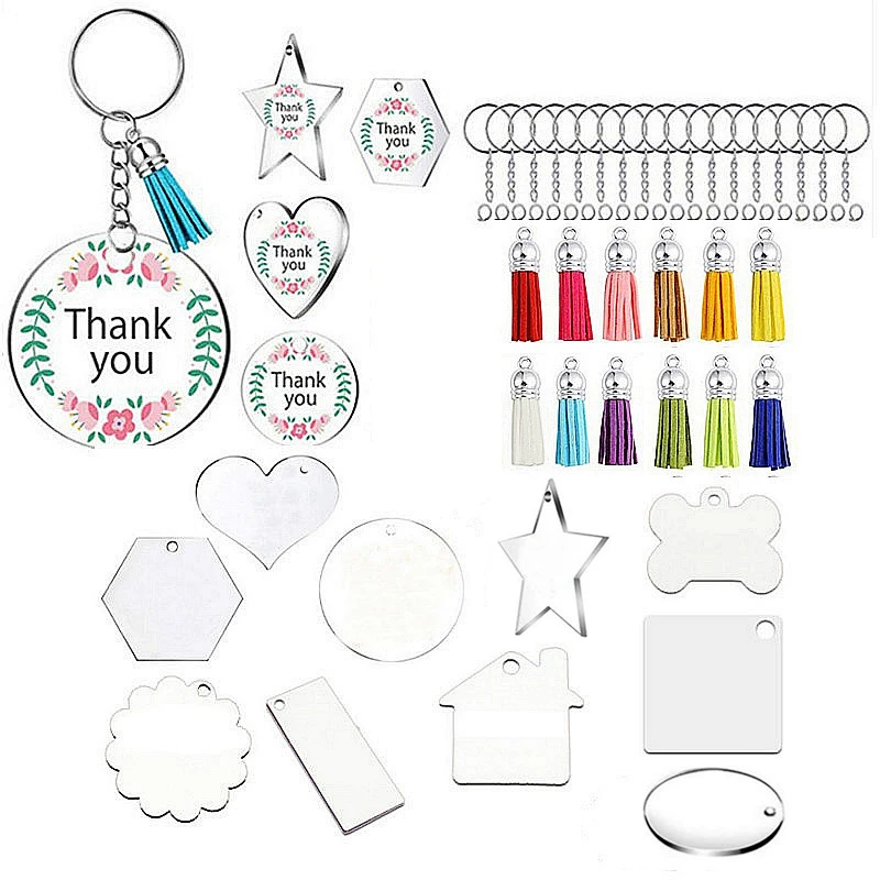 Acrylic Blanks Round Key Ring | Blank Acrylic Key Chain Round - 12 Pcs ...