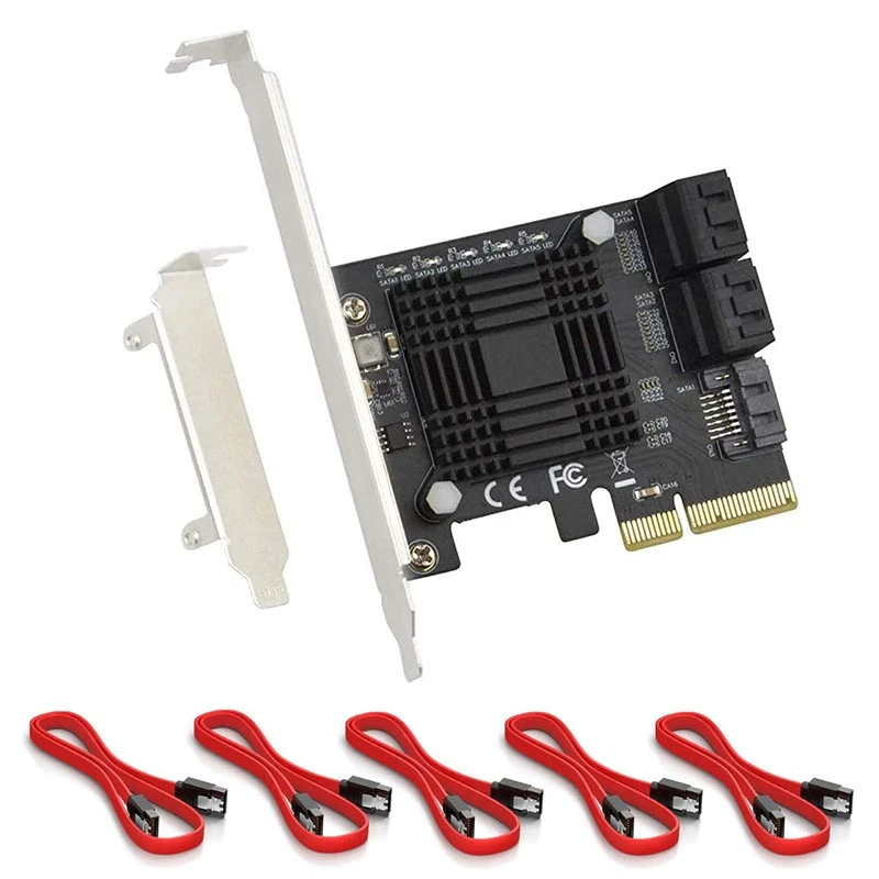 PCIE-To-5-Port-SATA-III-6-Gbps-SATA-Controller-Expansion-Card-Computer ...