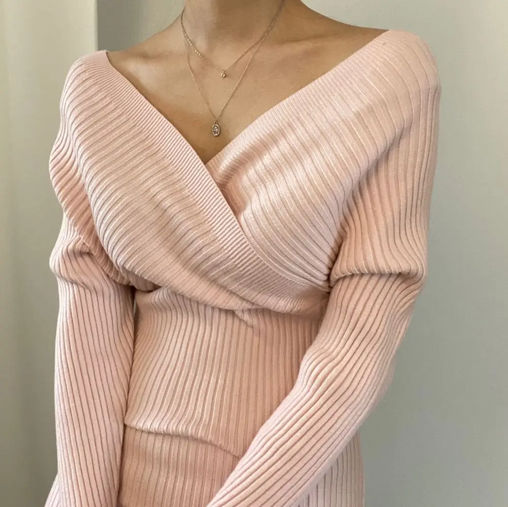 Robe,MATAKAWA – pull à manches longues pour femme, vêtement tricoté ...