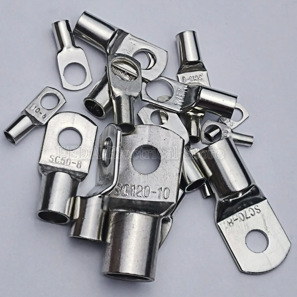 10Pcs SC1.5-5 SC10-8 SC16-6 SC16-8 Copper Cable Lug Kit Bolt Hole ...