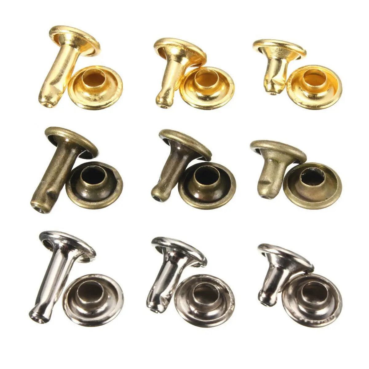 RIVET,Gold color-8x10mm--Lot De 100 Accessoires En Laiton, Double ...