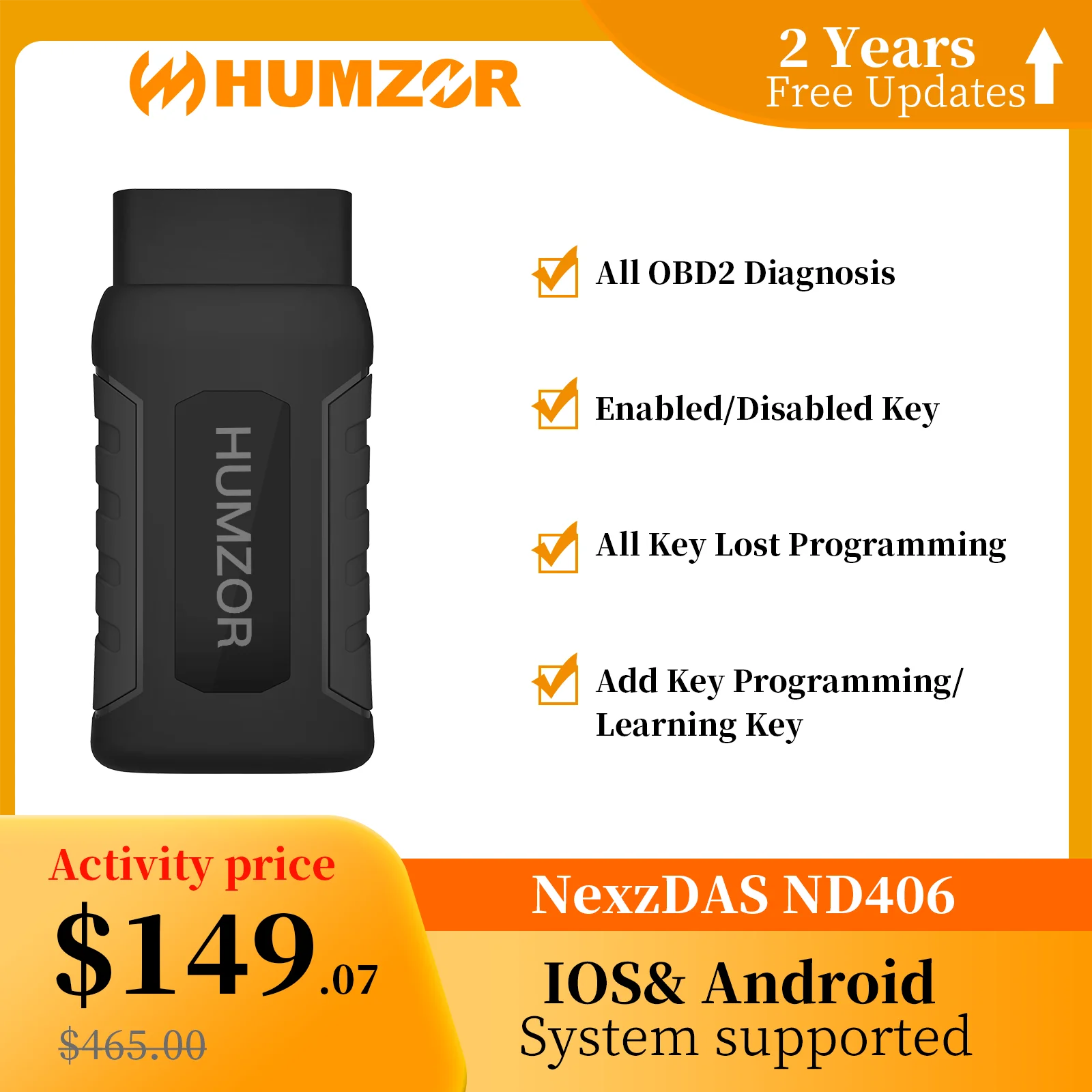 HUMZOR ND406 Car Key Programmer Immobilizer Automotive Smart Keys ...