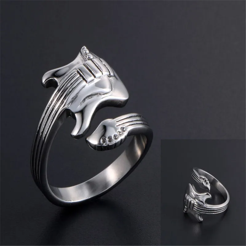 New Music Guitar Stainless Steel Men's And Women's Rings Titanium Steel ...