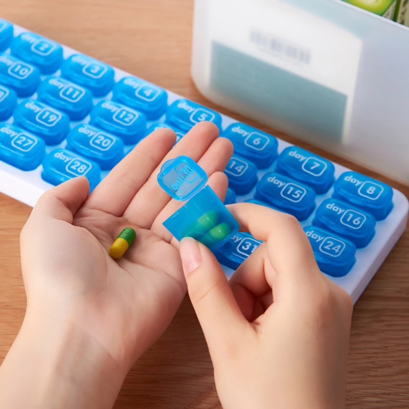 Monthly Pill Organizer 31 Days With Portable Holder For Daily ...
