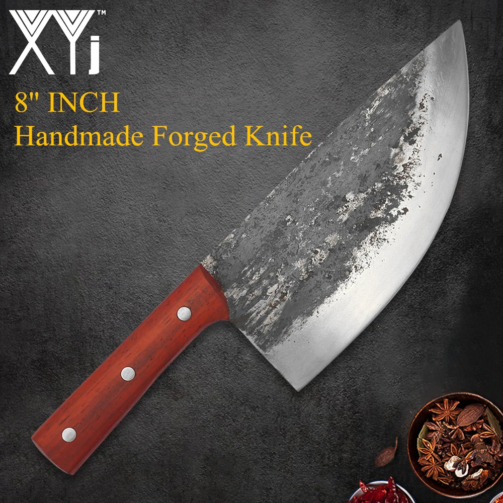XYj-Machete-Handmade-Forged-8-INCH-Big-Slaughter-Cleaver-Red-Wood ...