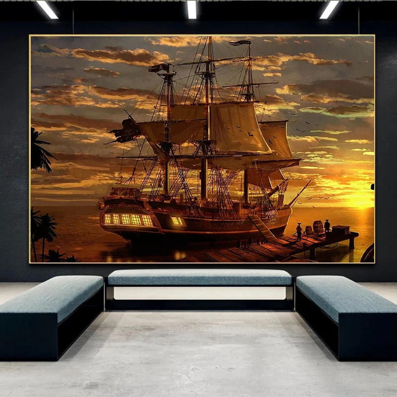 Pirate Ship Painting Abstract