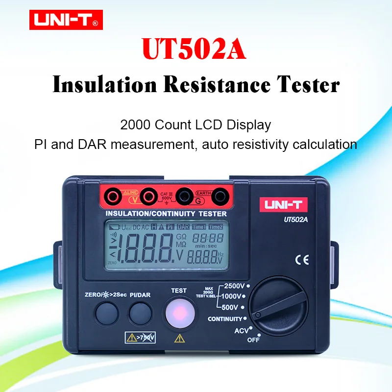 UNI-T-UT502A-2500V-Digital-Insulation-Resistance-Meter-Tester ...