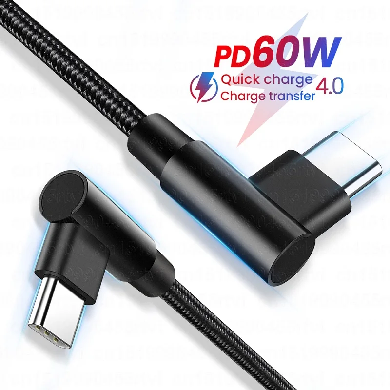 90-Degree-Elbow-USB-Type-C-to-USB-C-Cable-For-Samsung-Xiaomi-Redmi-Note ...