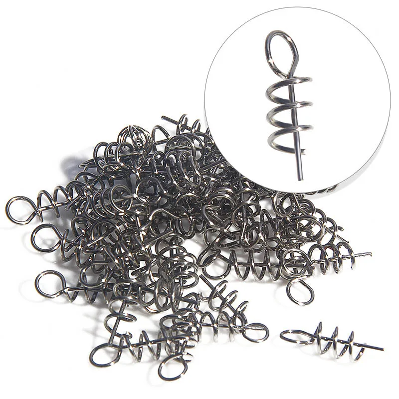 50pcs/lot Fishing Hook Centering Pins Spiral Fishing bait Steel Spring ...