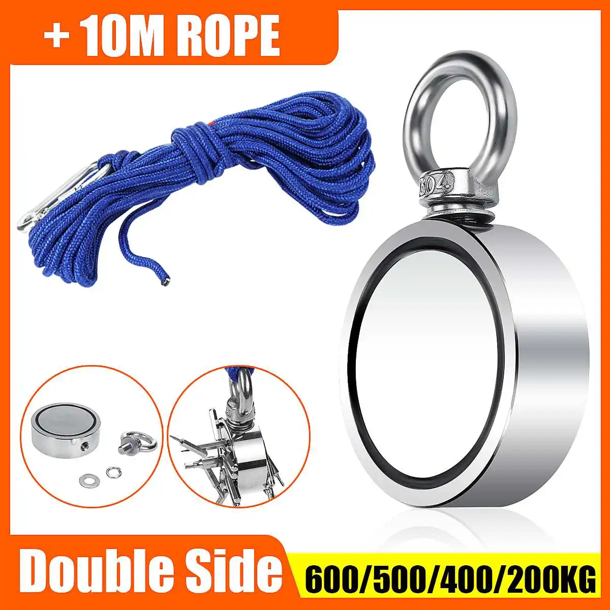 200/300/500/600KG Double-sided Round Fishing Magnet Circular Ring Hook ...