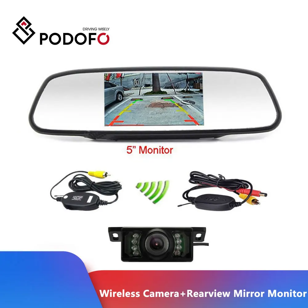 Podofo Auto Parking Assistance Wireless Night Vision Backup Camera+5 ...