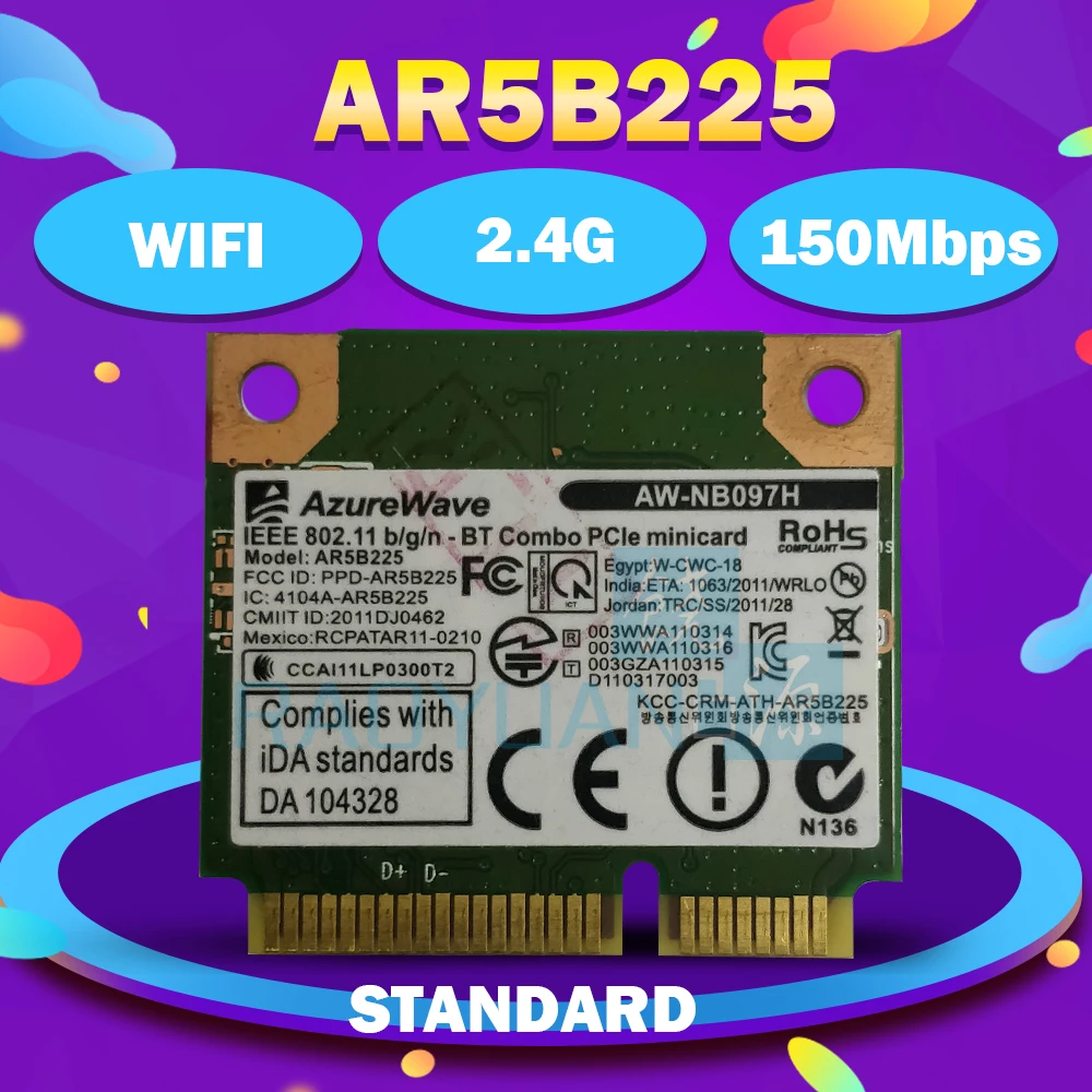 AzureWave AW NB097H AW NB100H AR9485 AR3012 AR5B225 300Mbps 하프 미니 PCI ...
