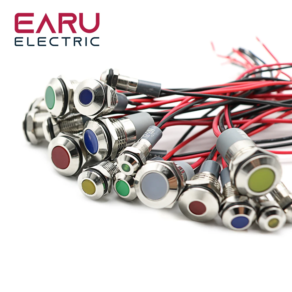 6mm 8mm 10mm 12mm Metal LED Warning indicator light Waterproof IP67 ...